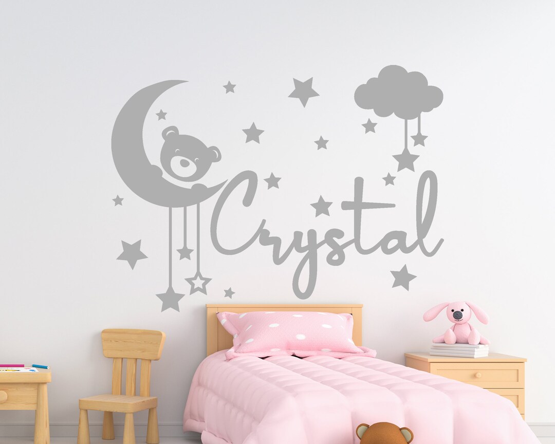 Teddy Bear With Desired Name Wall Sticker Baby Room Decor - Etsy