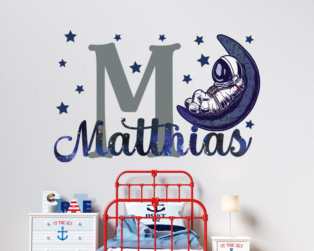 Astronaut Wall Decal Boy Name Decals Kids Room Decor Space - Etsy