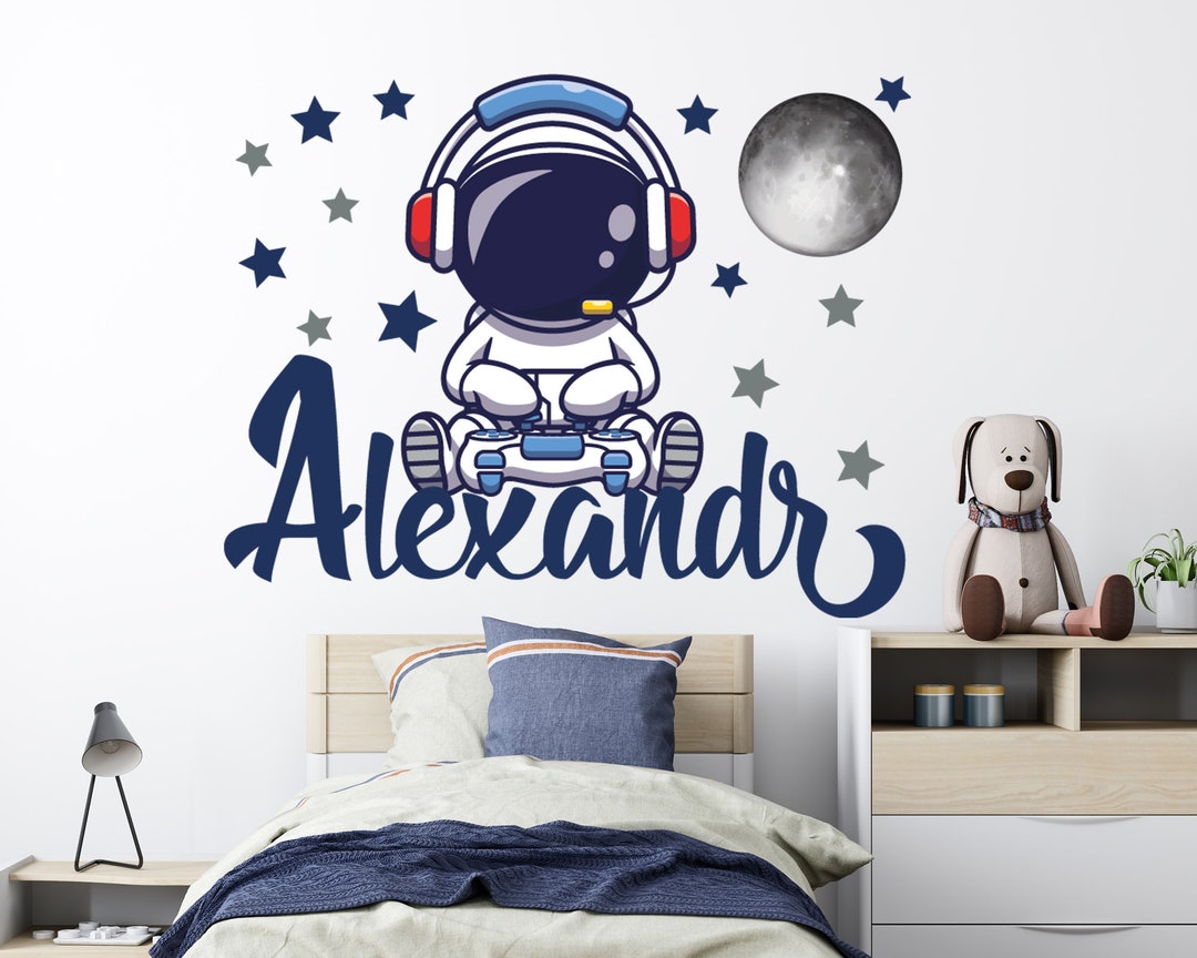 Astronaut Wall Vinyl Sticker for Kids Room Decor, Space Theme Decal ...