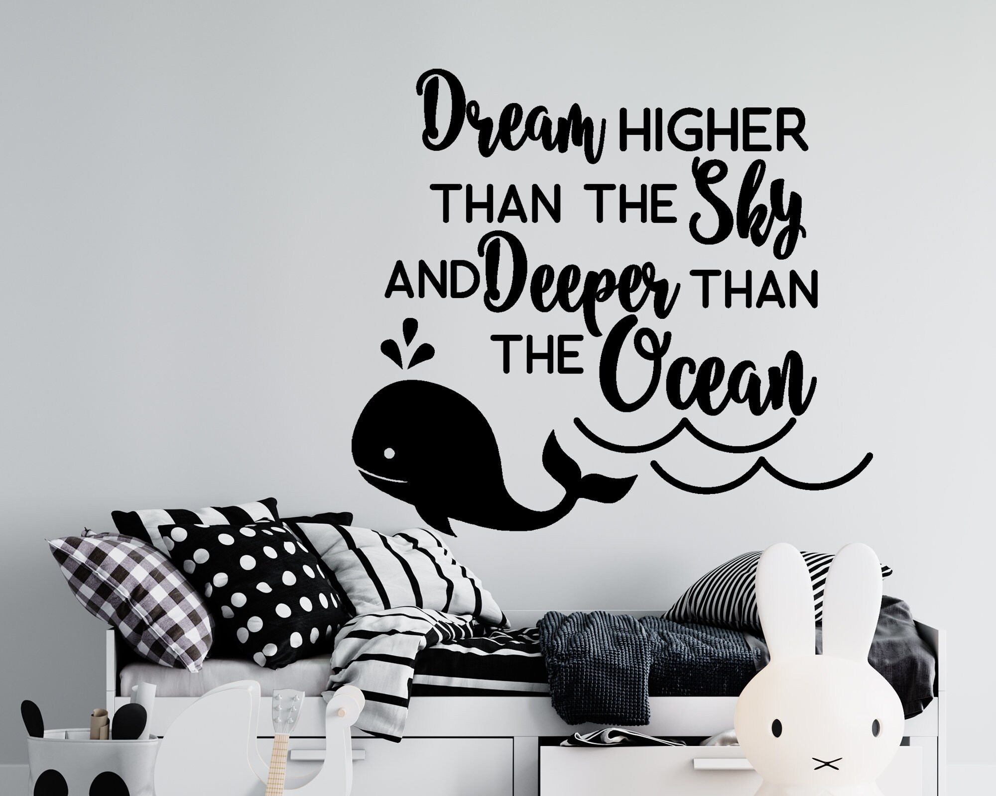 Quote Wall Decal Dream Higher Than the Sky and Deeper Then | Etsy