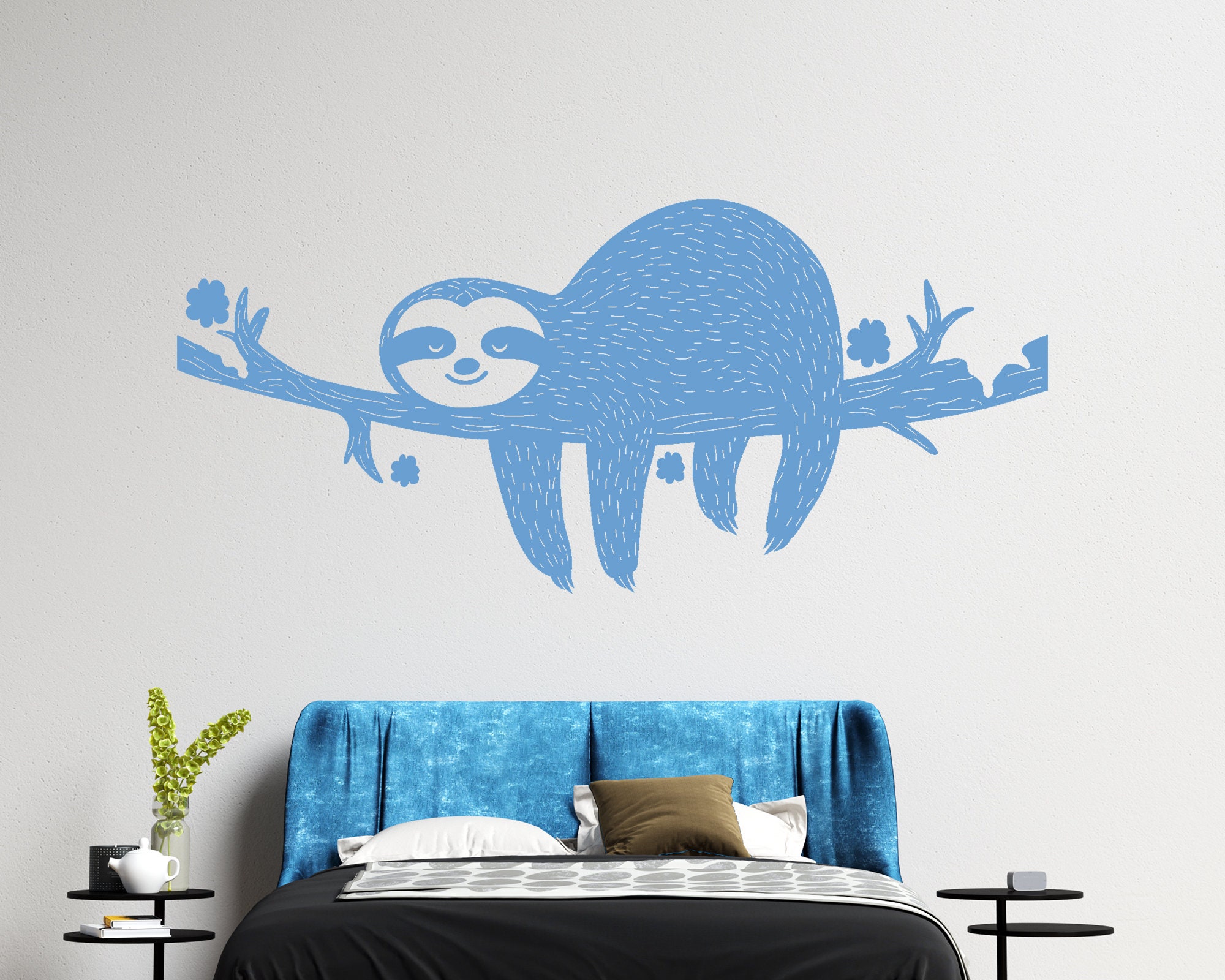 Sloth Wall Decal Animal Decal Nursery Decor Boy Sloth With - Etsy