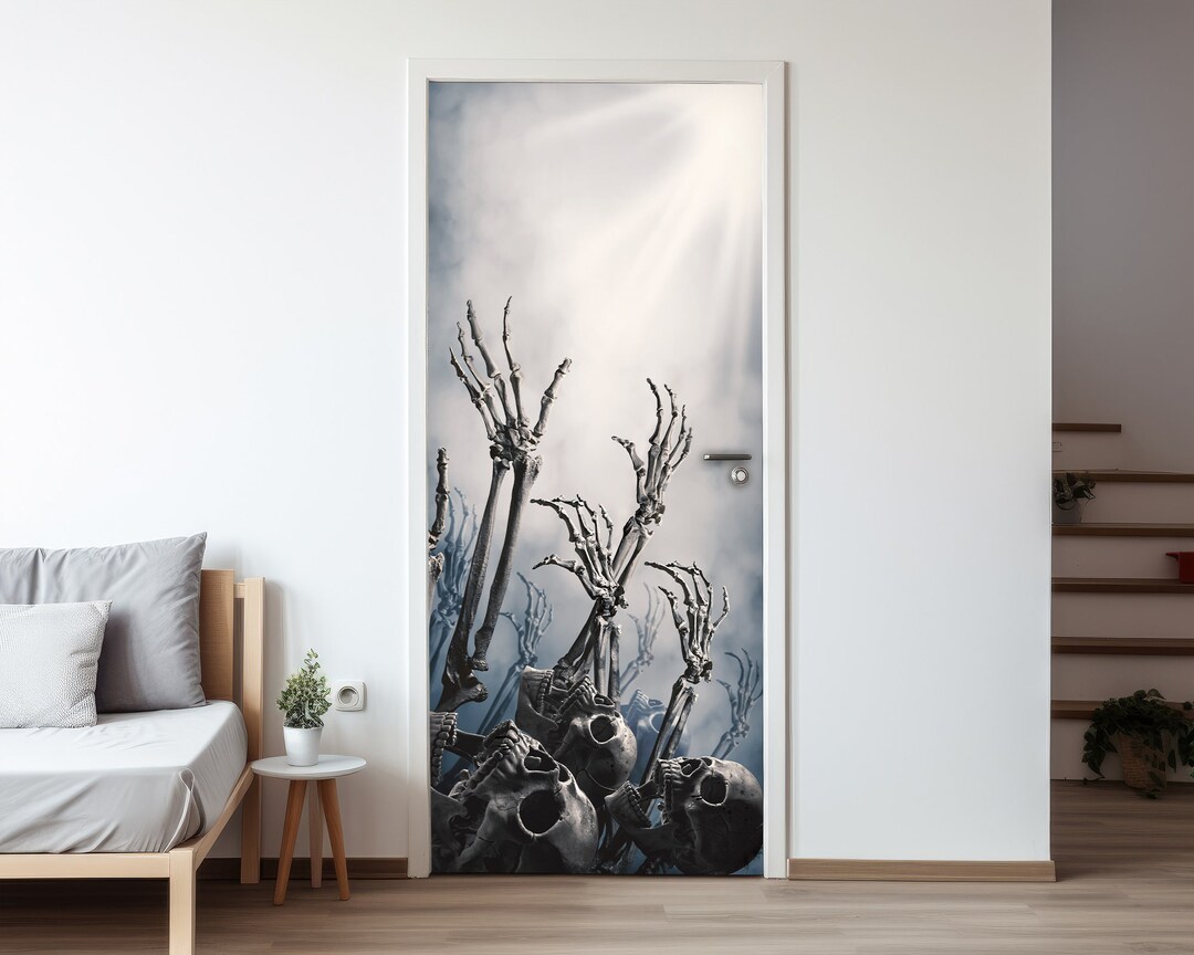 Zombie Skeleton Door Decal, Halloween Reusable Door Banner, Halloween ...