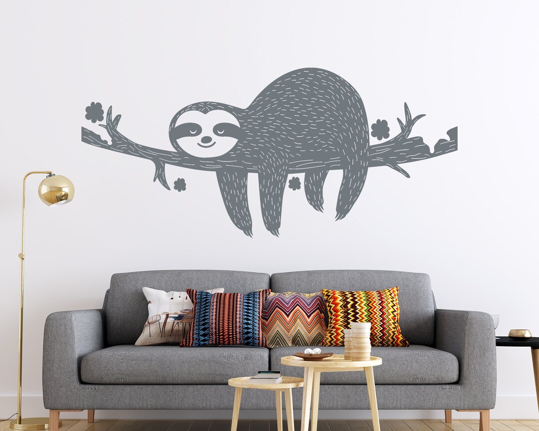Sloth Wall Decal Animal Decal Nursery Decor Boy Sloth With - Etsy