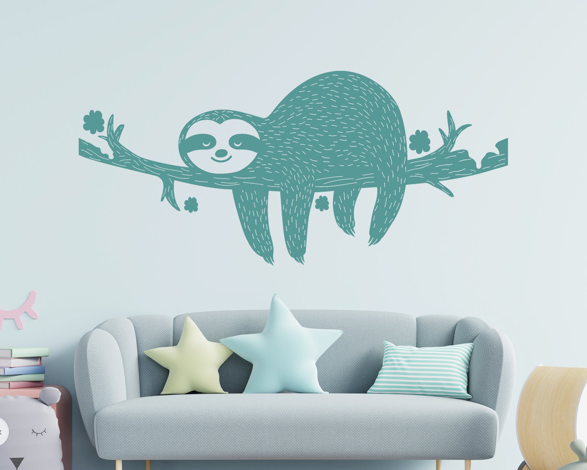 Sloth Wall Decal Animal Decal Nursery Decor Boy Sloth With - Etsy