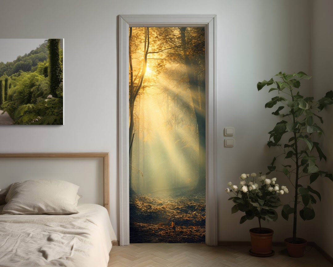 Dense Forest 3D Door Decal, Woodland Theme Door Cover, Removable Door ...