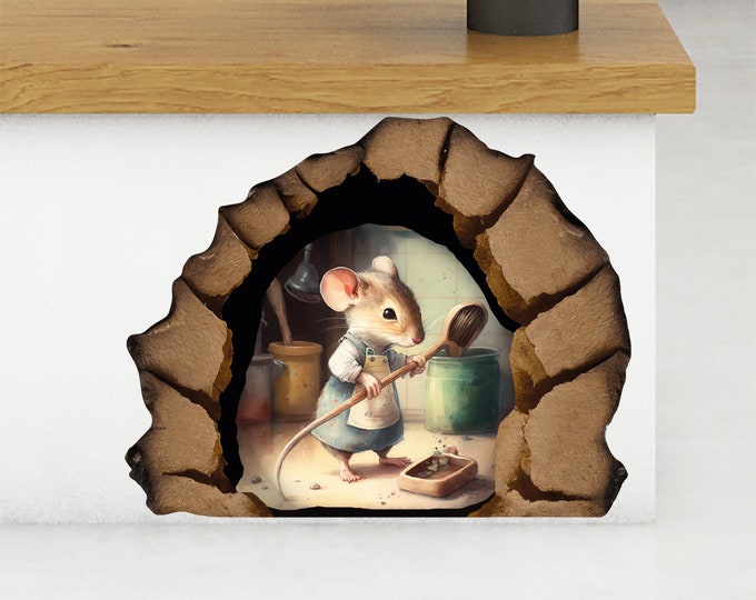 Mice Decals Set of 12 Mouse Silhouette Stickers & 3 Mouse Holes ...