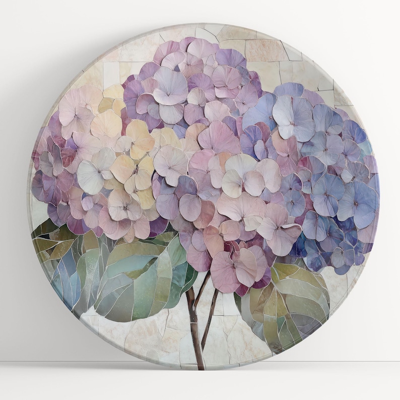 Plate With Hydrangeas Mosaic Art Print, Unbreakable Indoor/outdoor ...