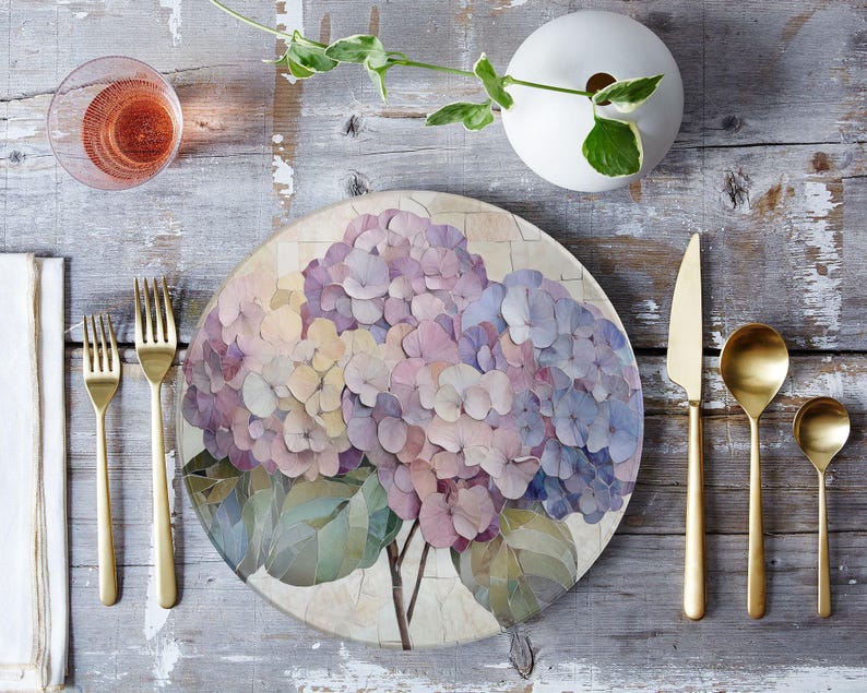 Plate With Hydrangeas Mosaic Art Print, Unbreakable Indoor/outdoor ...