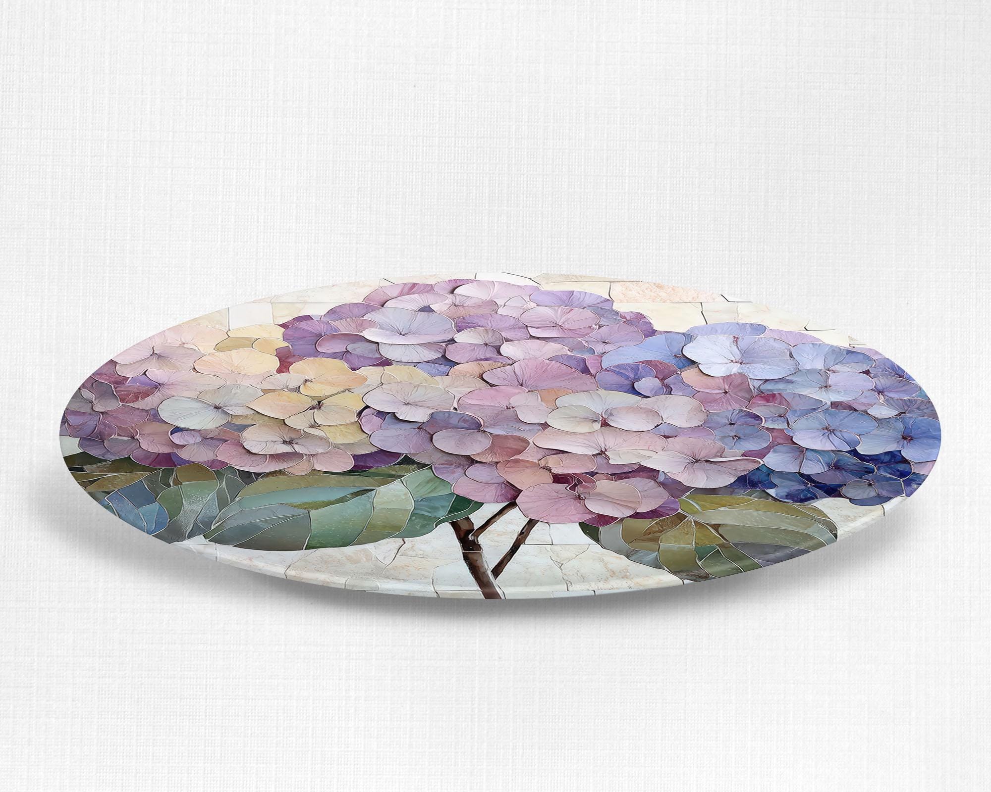 Plate With Hydrangeas Mosaic Art Print, Unbreakable Indoor/outdoor Floral Dinnerware, Microwave ...