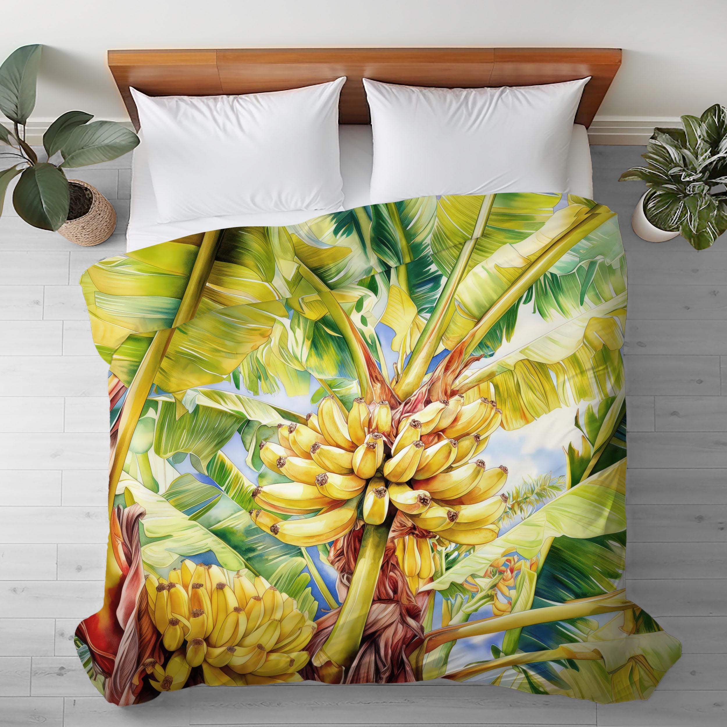 Banana Tree Duvet Cover With Tropical Watercolor Art: Cotton or ...