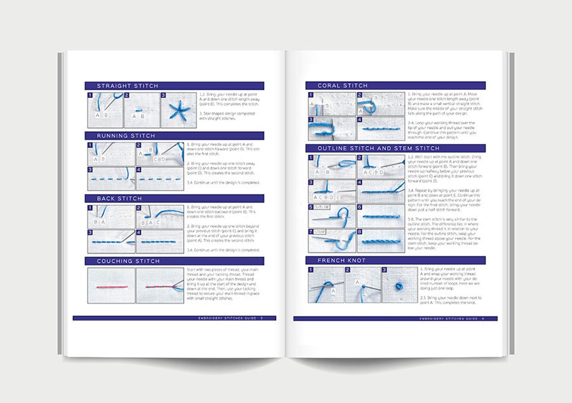 Hand Embroidery Stitches Guide PDF Download How to Stitch - Etsy Australia