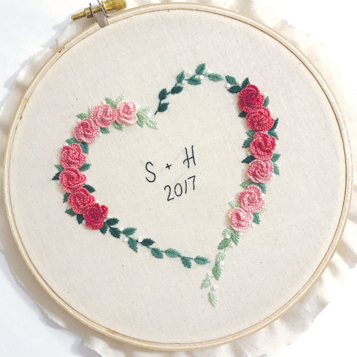 Hand Embroidery Pattern PDF Floral Heart | Etsy