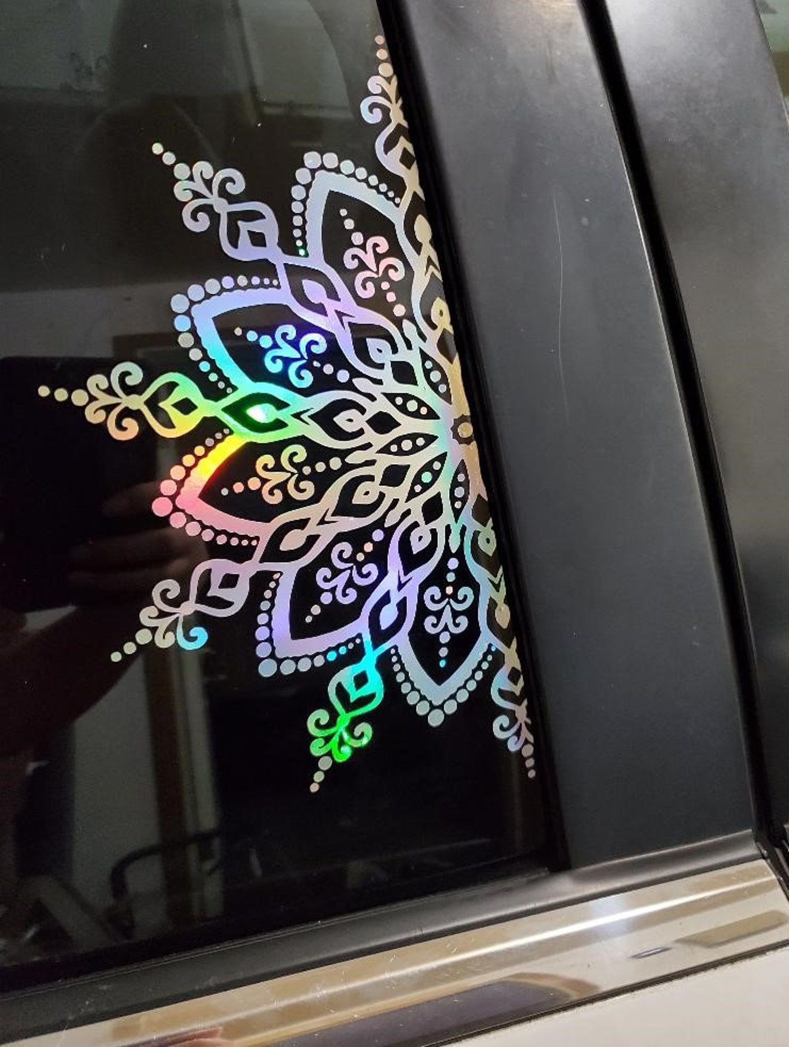 Mandala Car Decal Holographic Mandala Sticker Half Mandala - Etsy