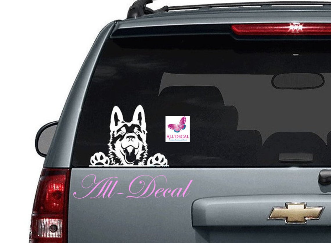German Shepherd Peeking Car Decal | Dog Breed Vinyl Sticker - Etsy