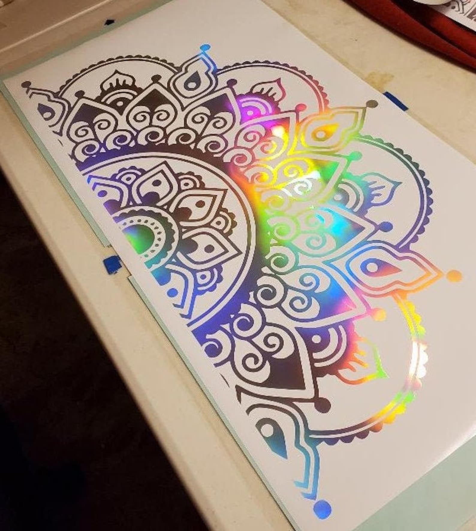 Mandala Car Decal Holographic Mandala Sticker Half Mandala - Etsy