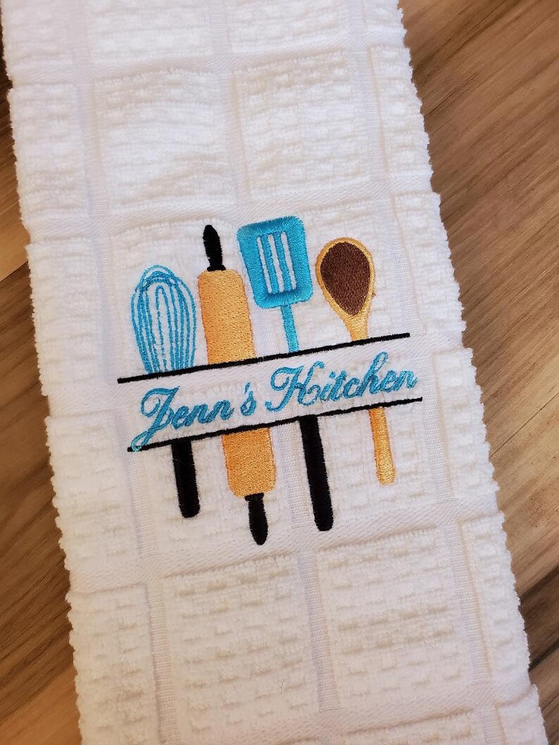 Custom Embroidered Kitchen Towels Personalized Kitchen - Etsy