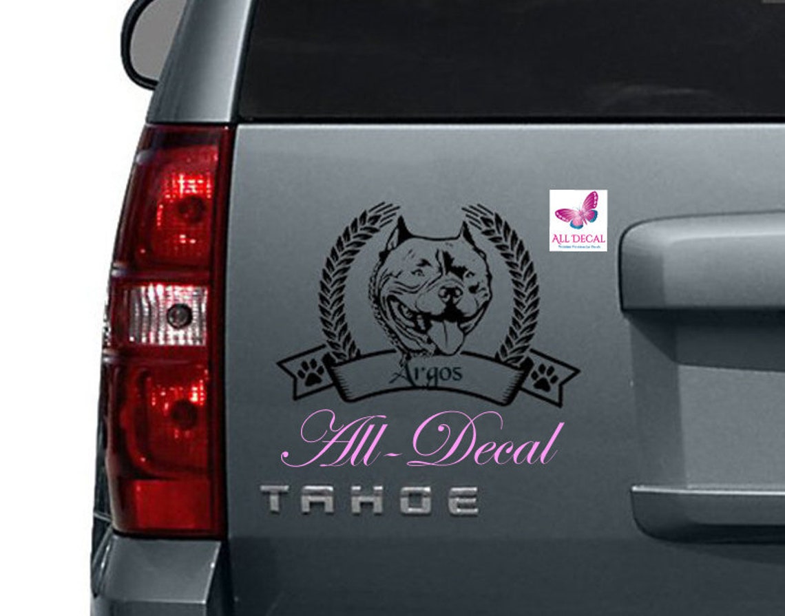 Custom Pitbull Car Decal With Your Pets Name Dog Decal Pet - Etsy