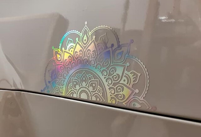 Mandala Car Decal Holographic Mandala Sticker Half Mandala | Etsy