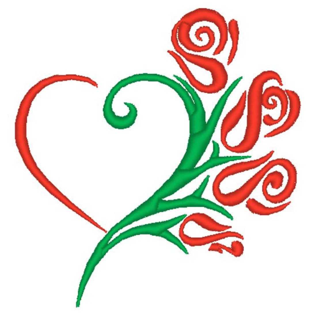 Heart With Roses PES File | Digital Embroidery Design Download ...