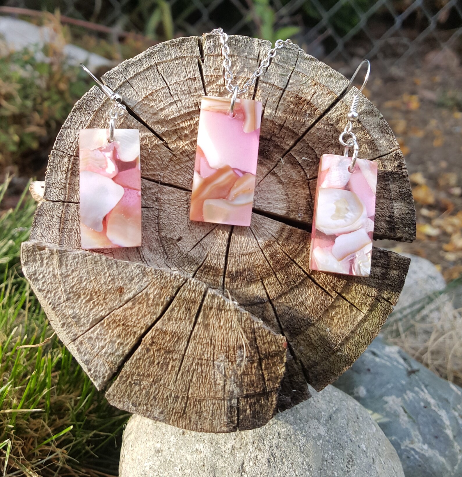 Pink Statement Earrings Pink Earring Set Made With Resin and - Etsy