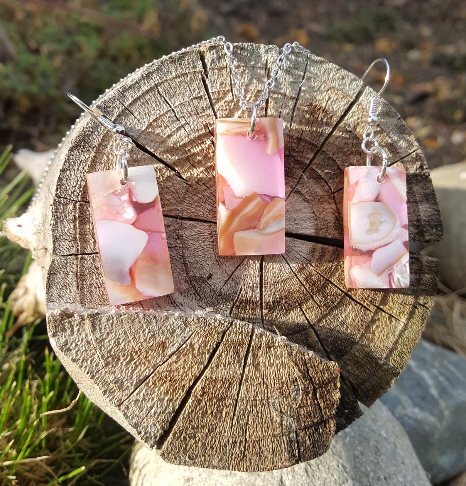 Pink Statement Earrings Pink Earring Set Made With Resin and - Etsy