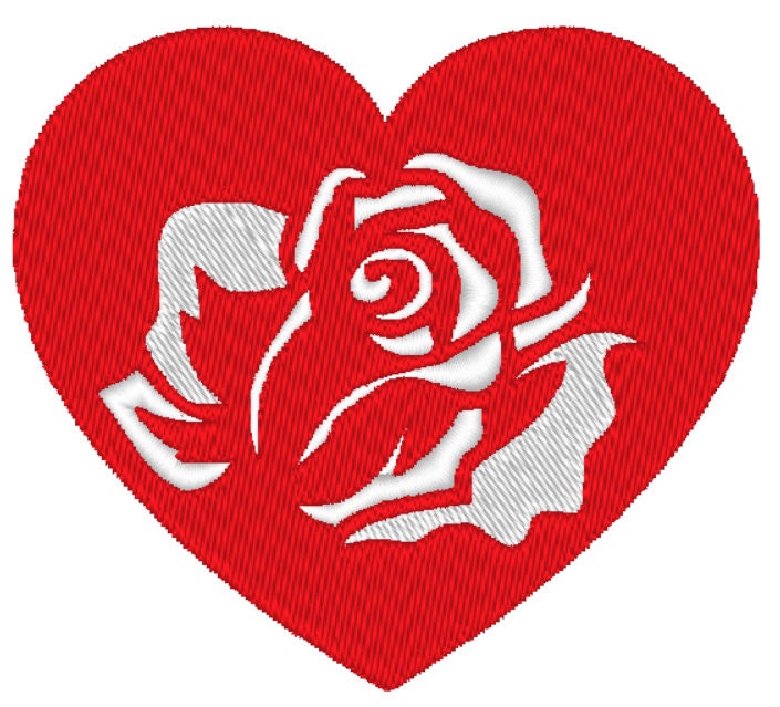 Rose Heart PES File | Digital Embroidery Design Download | Instant ...