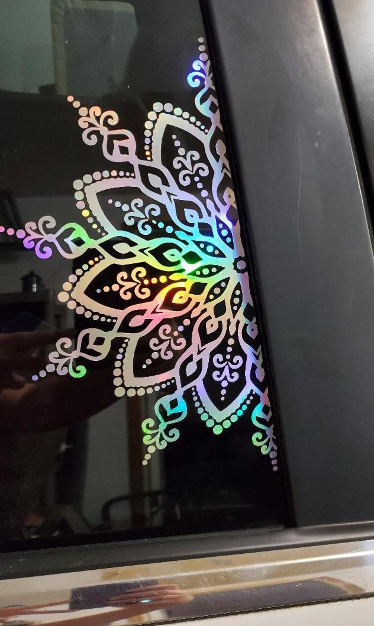 Mandala Car Decal Holographic Mandala Sticker Half Mandala - Etsy