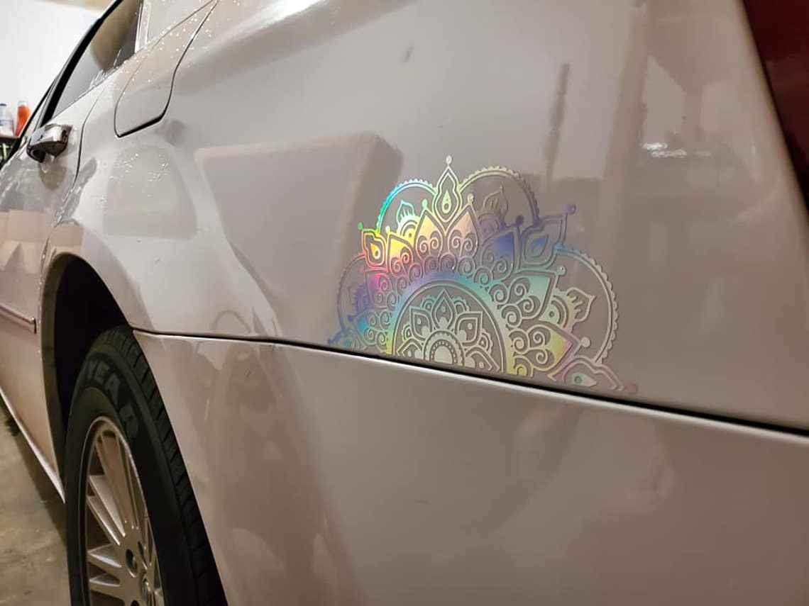 Mandala Car decal Holographic Mandala Sticker Half Mandala | Etsy