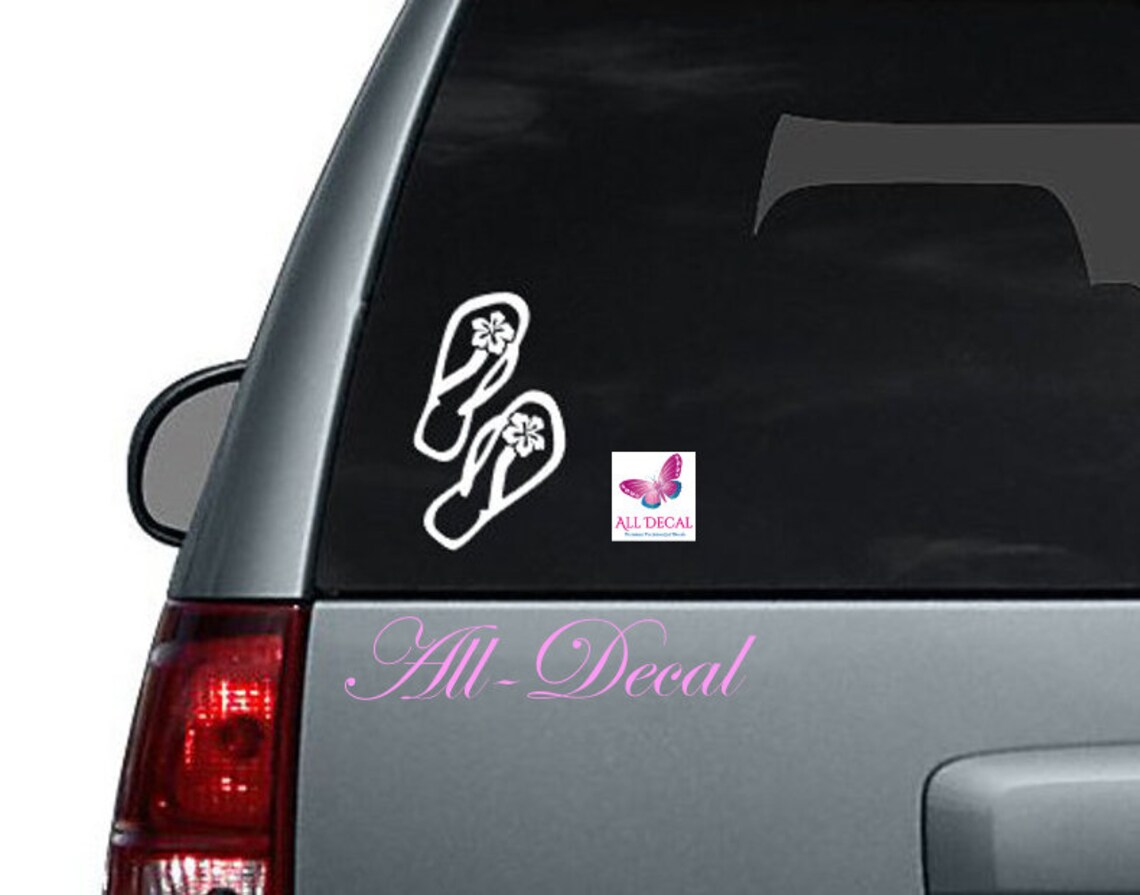 Hibiscus Car Decal Sandals| Beach Decals | Flip Flop Bumper Stickers - Etsy