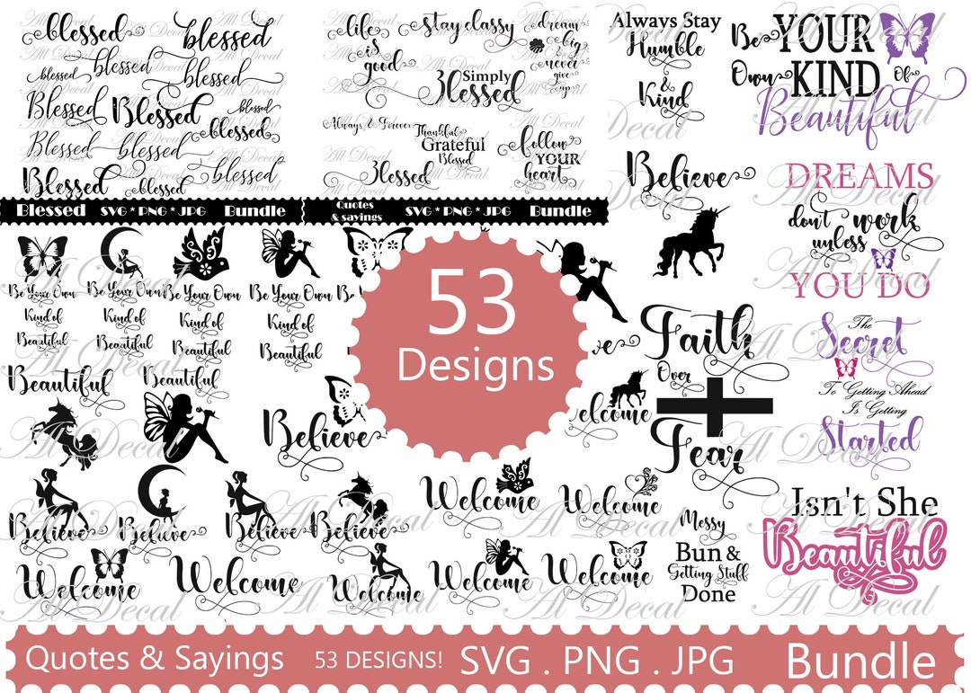 SVG Quotes and Sayings Bundle | SVG 53 Bundle | Cut Files for Cameo ...