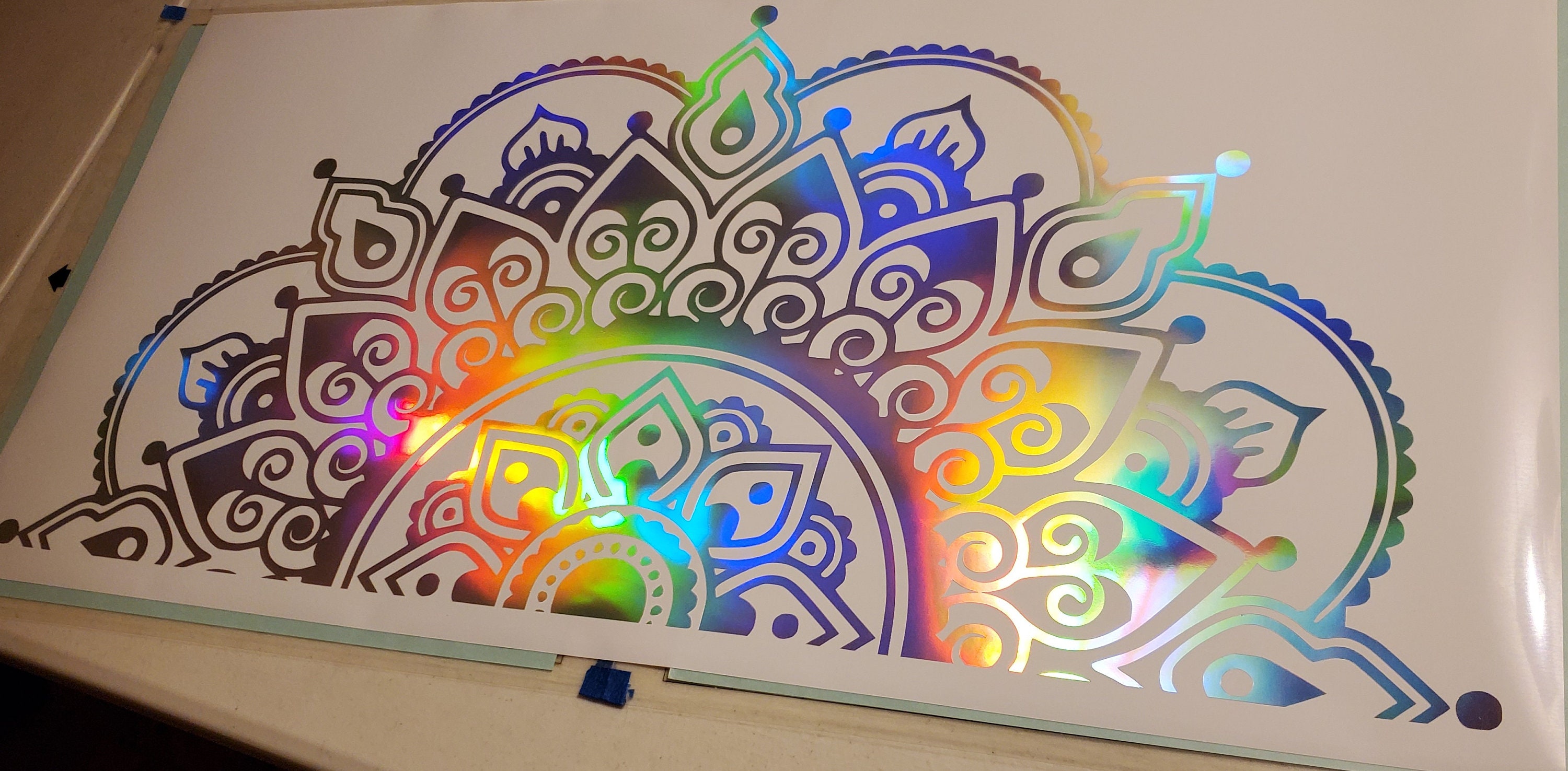 Mandala Car Decal Holographic Mandala Sticker Half Mandala | Etsy