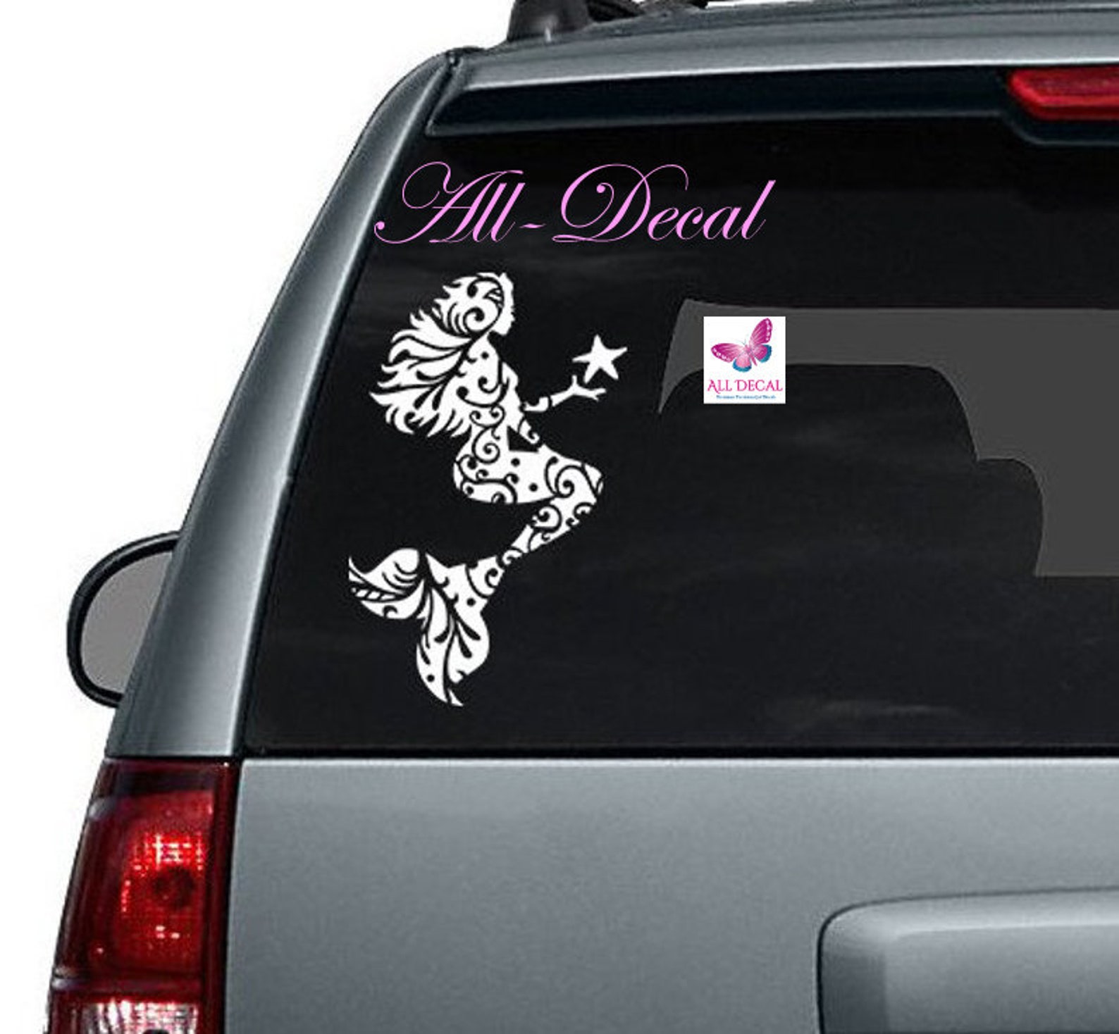 Mermaid Car Decal Mermaid Starfish Make A Wish Decal Vinyl | Etsy