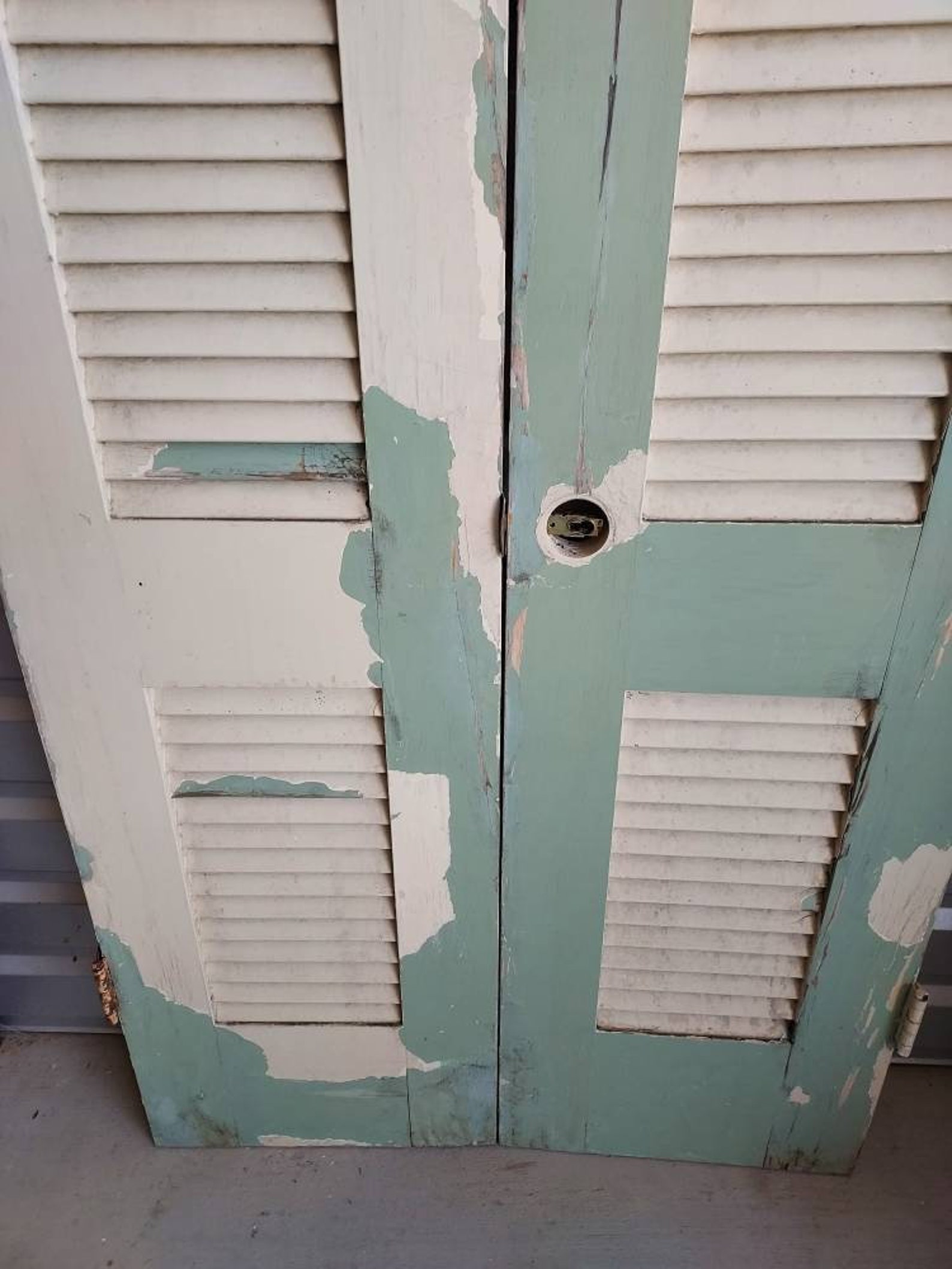 Rustic Louvered Shutter Doors: Reclaimed 1950s Cottage French Doors (36 ...