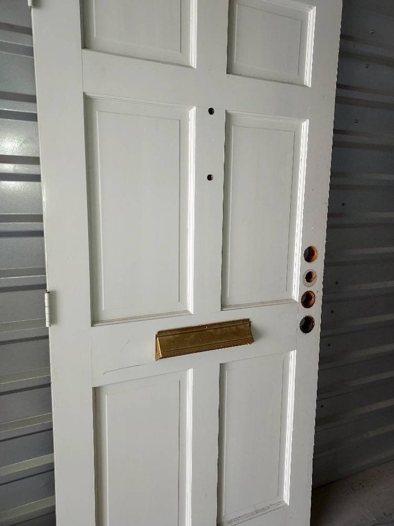 Vintage Front Entry Door, Recessed 6 Panel Solid Wood Hotel Door With ...