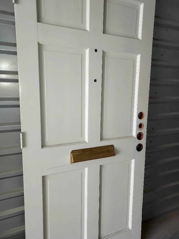 Vintage Front Entry Door, Recessed 6 Panel Solid Wood Hotel Door With ...