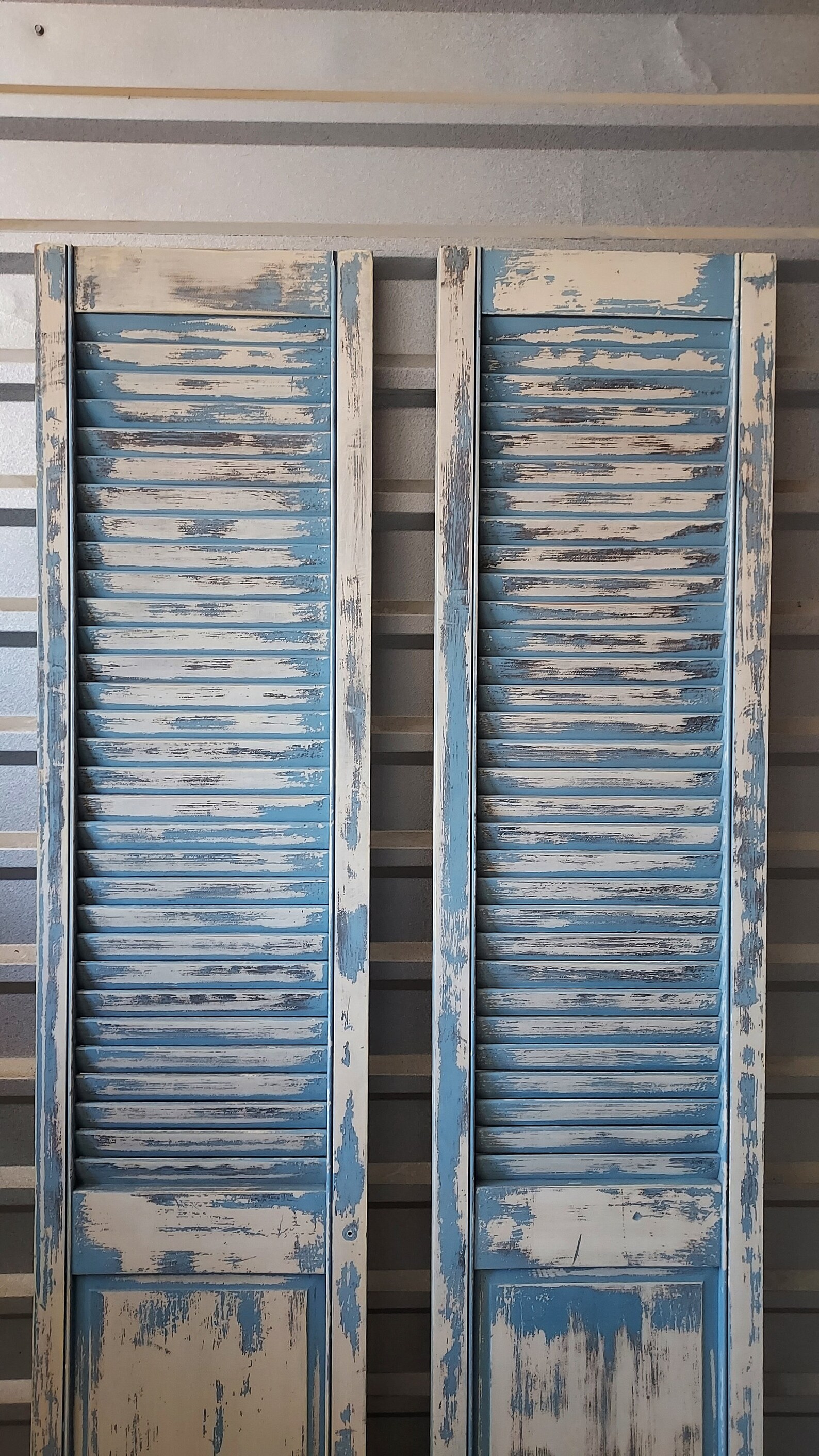 Vintage Louvered Shutter French Doors: Rustic Refinished Bi-fold (32" X ...