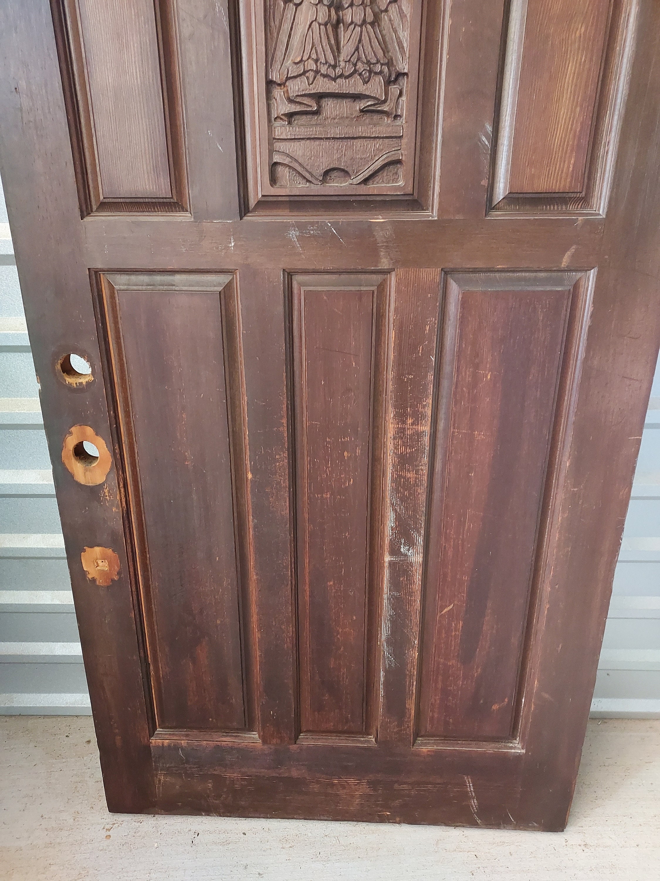 Vintage Carved Eagle Wood Entry Door: Mid Century Arts & Crafts (35 7/8 ...