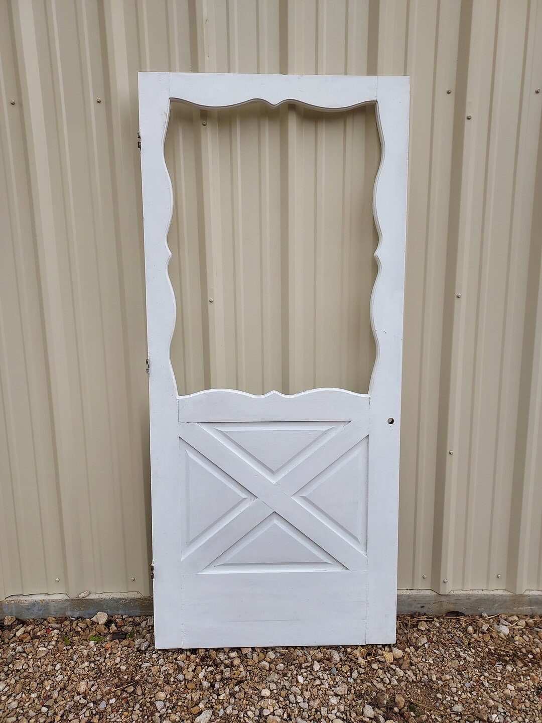 Old Vintage Mid Century Crossbuck X Wooden Exterior Screen Door, No ...