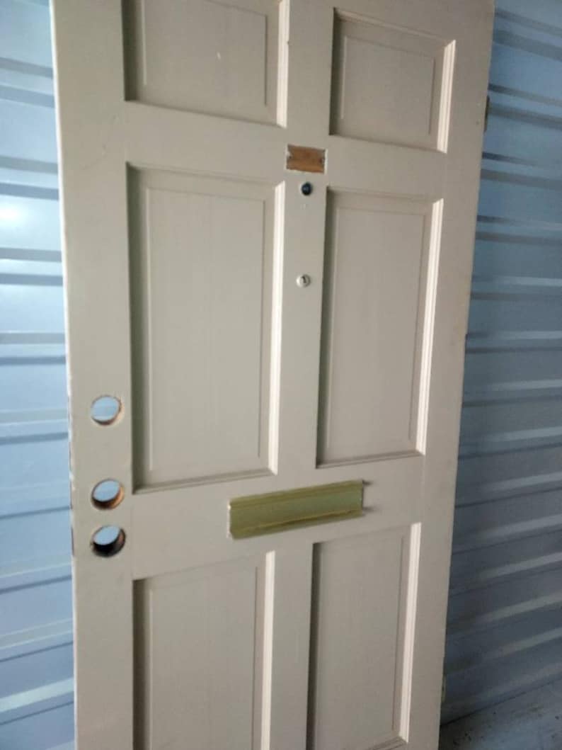 Vintage Front Entry Door, Recessed 6 Panel Solid Wood Hotel Door With ...