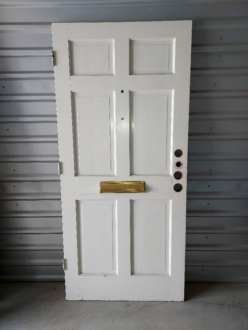 Vintage Front Entry Door, Recessed 6 Panel Solid Wood Hotel Door With ...
