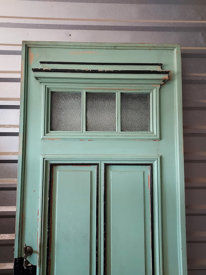 Antique 3 Lite Old Store Entry Door: Early 20th Century Architectural ...