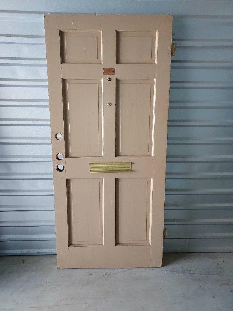 Vintage Front Entry Door, Recessed 6 Panel Solid Wood Hotel Door With ...