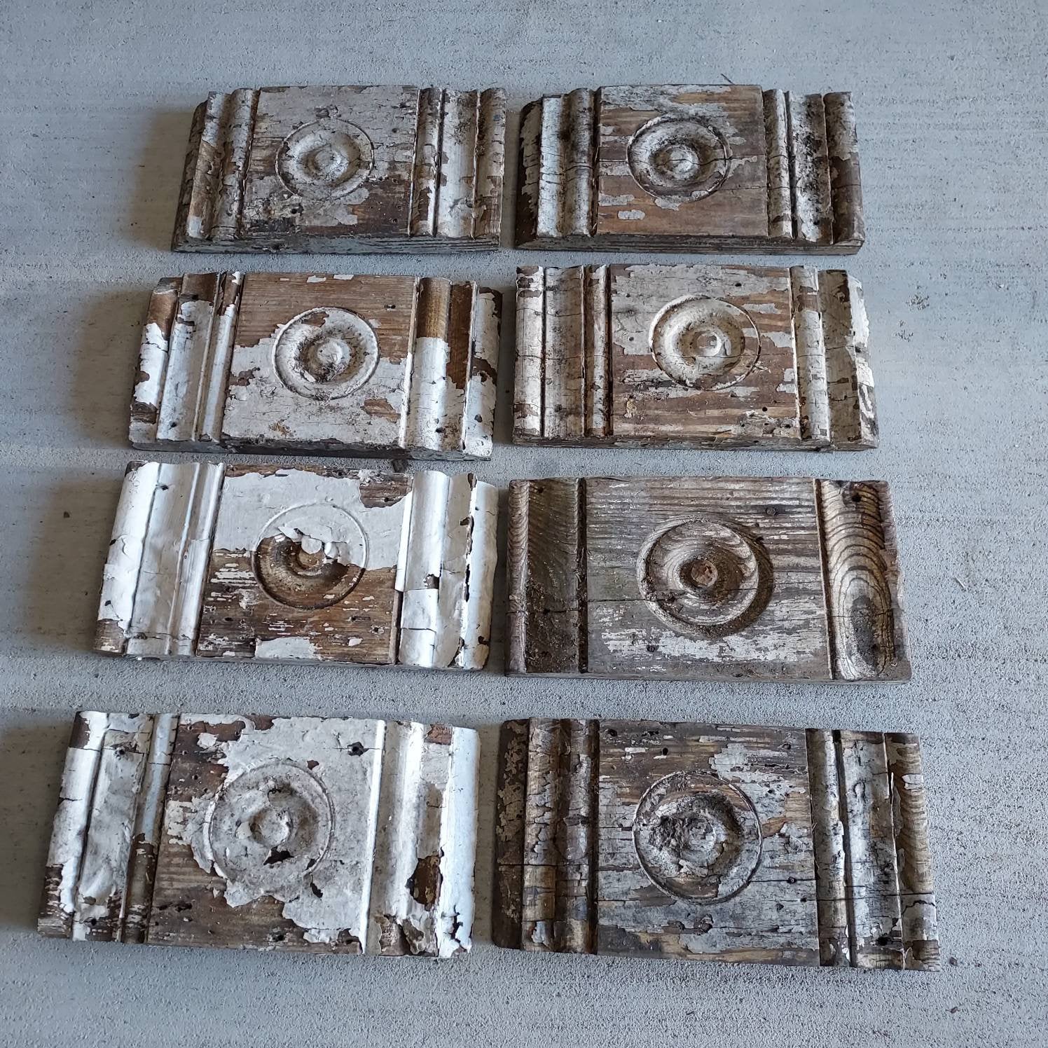 8 Antique Plinth Blocks: Old Rustic Bulls Eye Corbels, Architectural ...