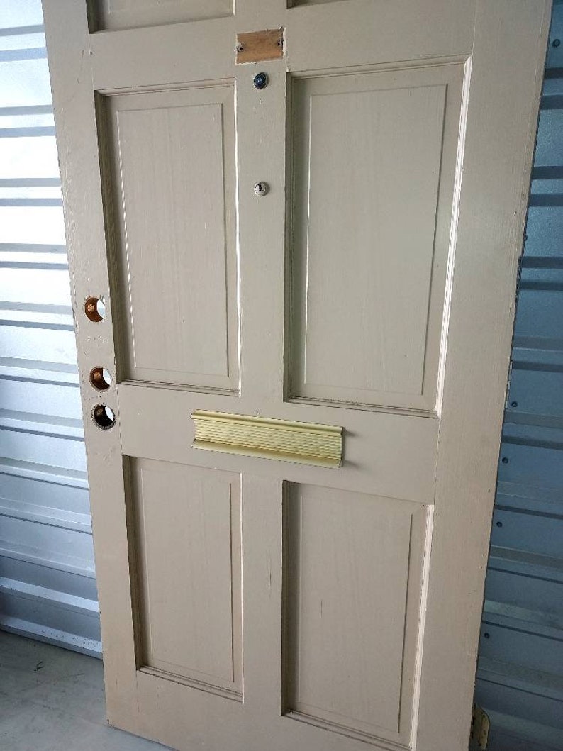 Vintage Front Entry Door, Recessed 6 Panel Solid Wood Hotel Door With ...