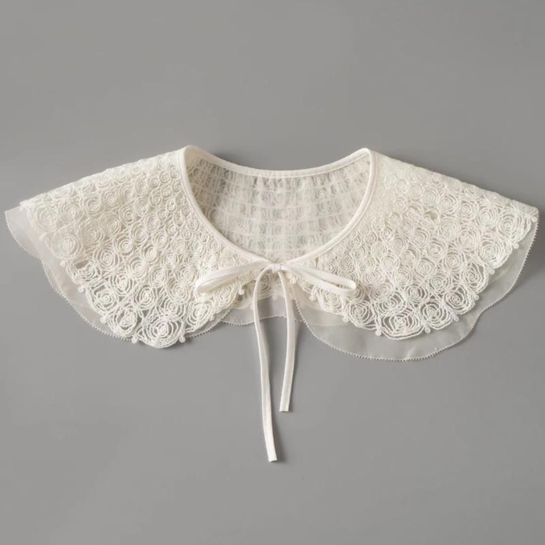 Elegant Lace Collar Necklace, Peter Pan Collar - Detachable Cotton Lace ...