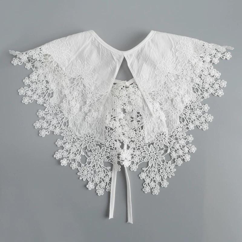Elegant Lace Collar Necklace, Peter Pan Collar - Detachable Cotton Lace ...