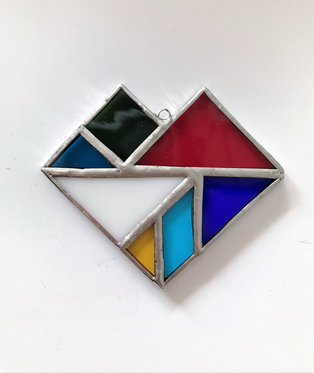 Suncatcher Glass Heart Tangram Pendant Tiffany - Etsy