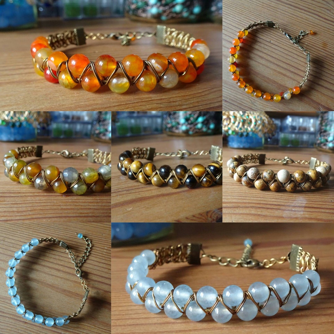 Beaded Gold Brass Bracelet Bangle Vintage Style Antique Boho - Etsy