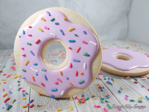 Donut Cookies Sprinkle Donut Round Decorated Cookie Made to | Etsy