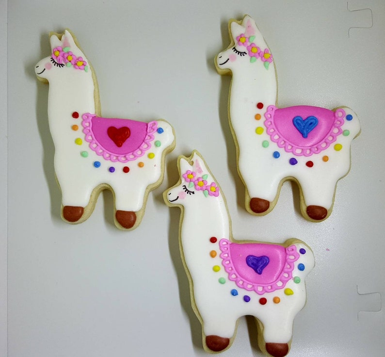 Handmade fresh decorated llama cookies llama birthday custom | Etsy